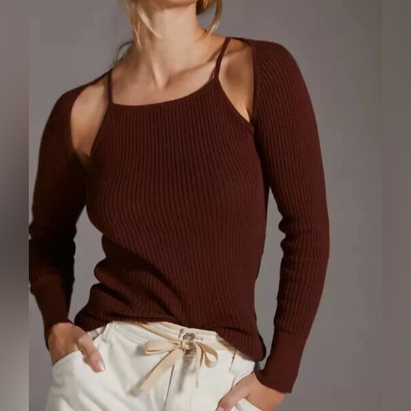Anthropologie | Tops | Anthropologie Ribbed Terracotta Cut Out Sweater ...